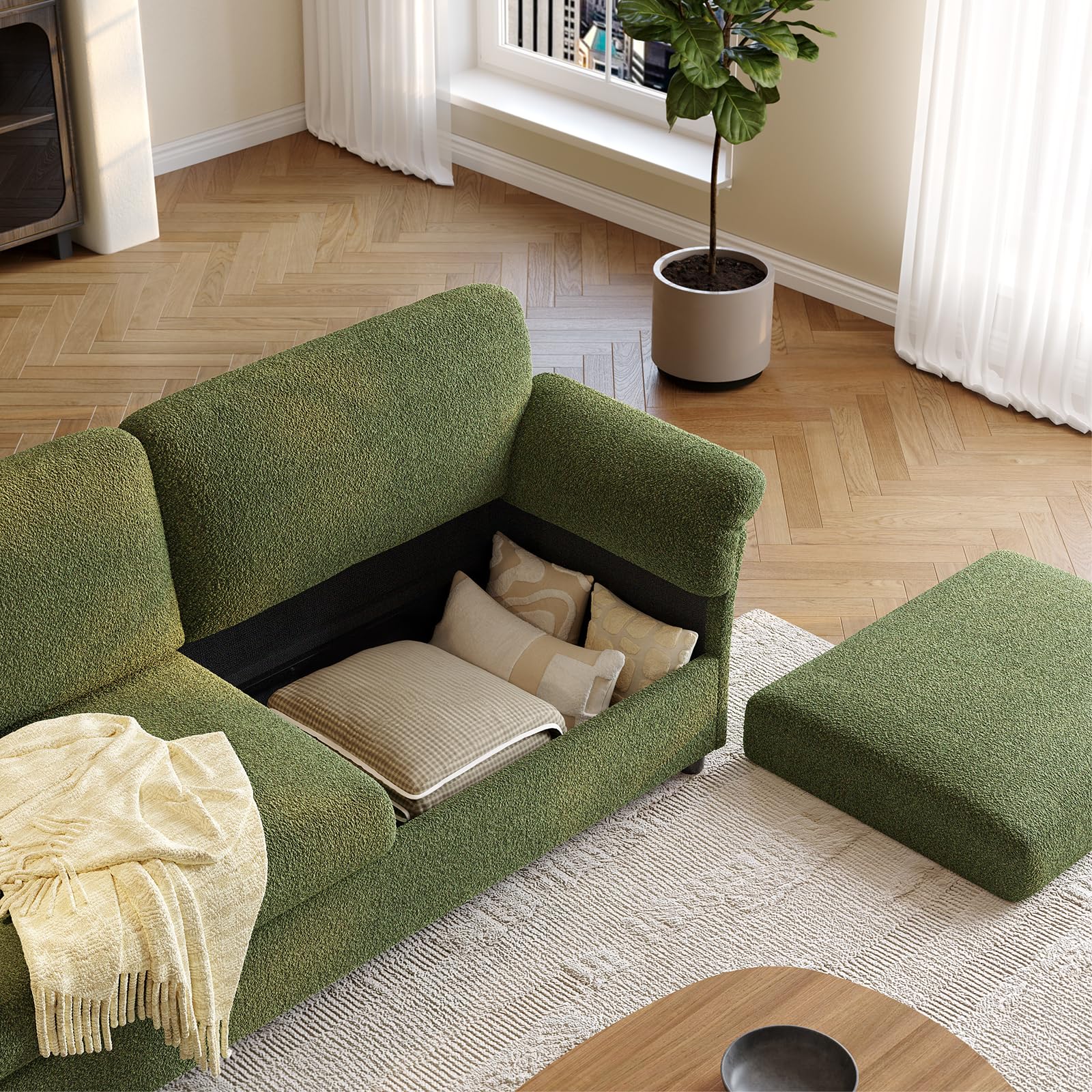 ONBRILL 72" Loveseat Sofa Small Couch for Living Room, Modern Comfy Lambs Wool Fabric 2 Seater Deep Seat Sofa Couches with Wide Armrest for Small Space,Apartment