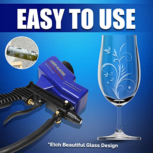 LE LEMATEC Sand Blaster Gun Kit for Air Compressor, Paint/Rust Remover for Metal, Wood & Glass Etching, Up to 150 PSI Continuous Blasting Media for Aluminum, Sand & Soda Blaster Jobs, Blue (AS118-2)