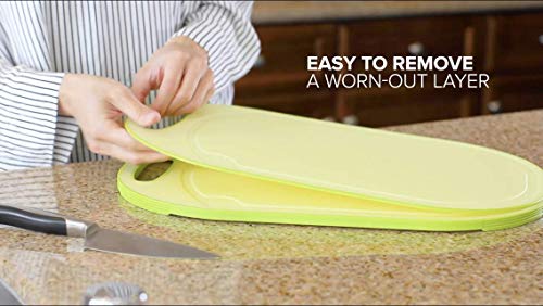 Kylermade (5 Layers) Multi-Layer Non-Slip Cutting Board, Innovative 5 layered construction, 5 Kitchen Chopping Boards for Price of 1, BPA Free, Non Porous, Dishwasher Safe, Juice Grooves (Blue)