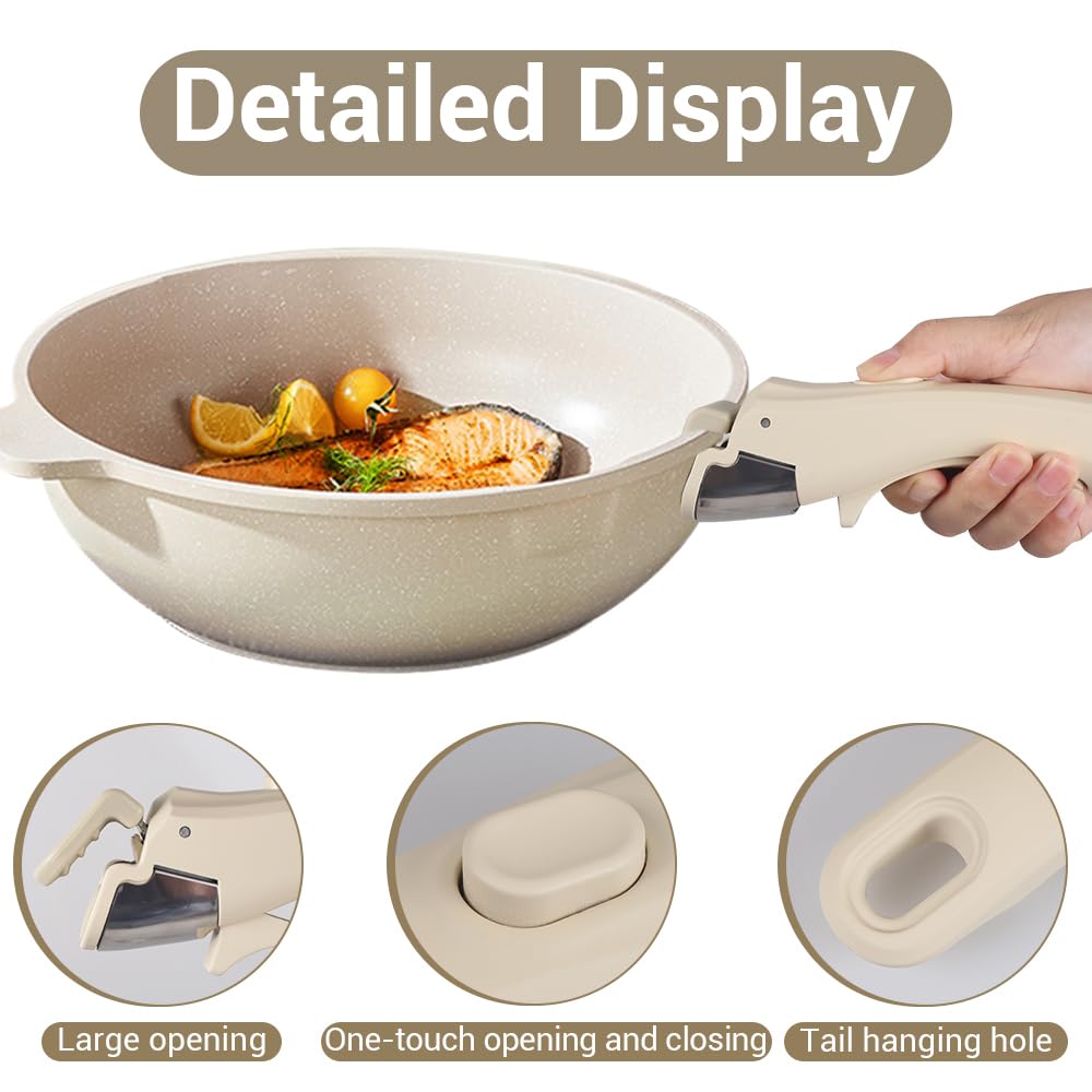 Removable Pan Handle,Detachable Removable Cookware Handle Replacement Anti-scald for All Cookware
