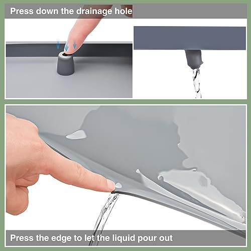 Puricon Under Sink Mat, 28β x 22β Under Sink Mats for Kitchen Waterproof, Silicone Under Sink Liner Under Cabinet Rubber Mat Protector, Flexible Under Sink Drip Tray for 30β Bathroom Cabinet -Gray