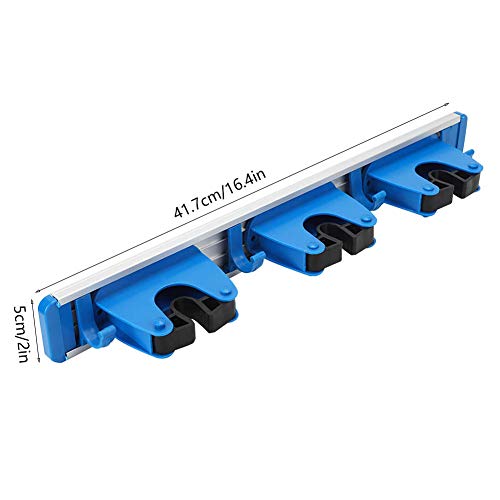 Mop Broom Holder Wall Mount Heavy Duty Hooks Hanger with 3 Sliding Positions Tool Rack Storage Organizer for Home Kitchen Garage Garden Utility Tools Organizer