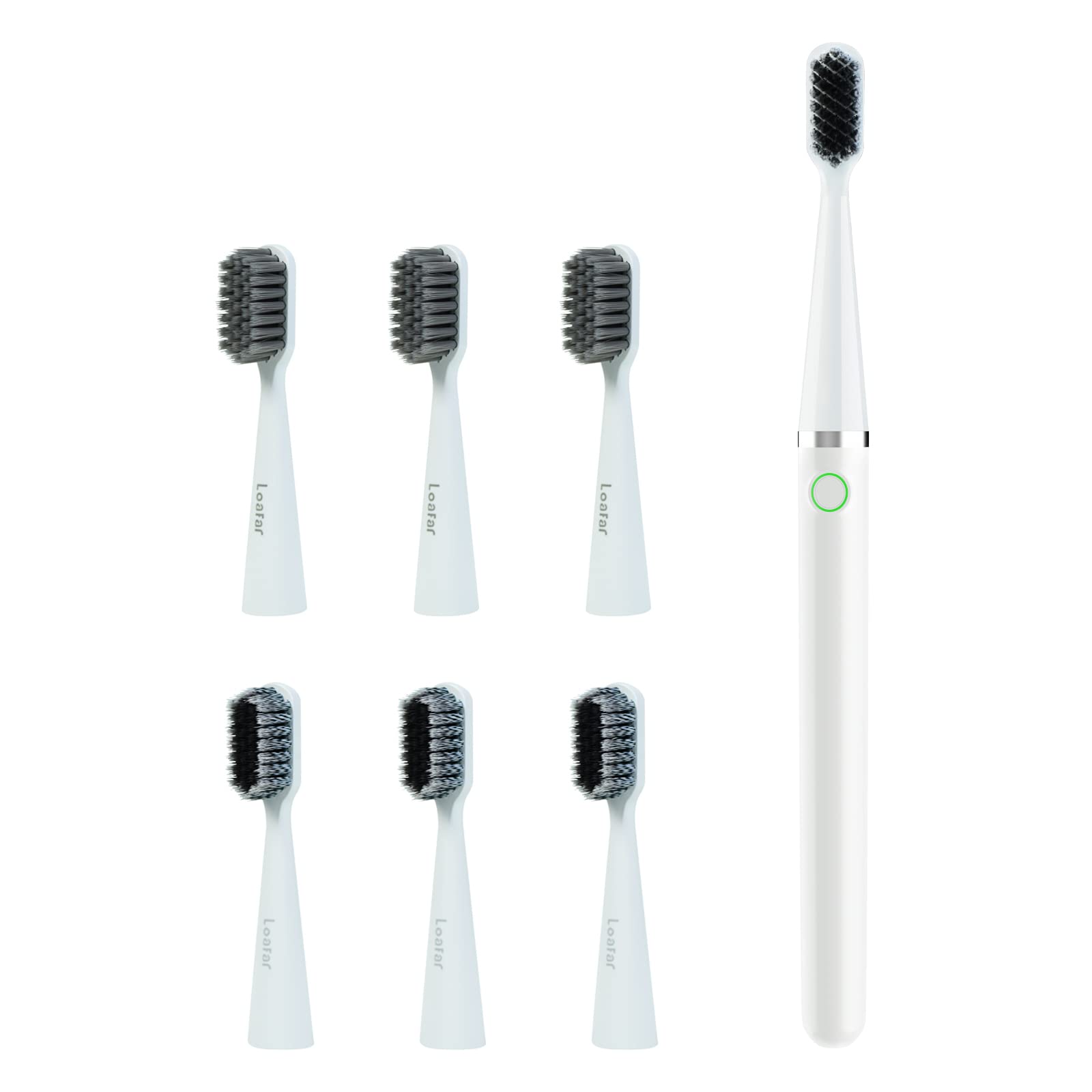 Loafar Sonic Electric Toothbrush with 6 Brush Heads,DC Rechargeable Electronic Toothbrush for Adults, Travel Toothbrush, IPX7 Waterproof, 2 Mins Timer (Black)