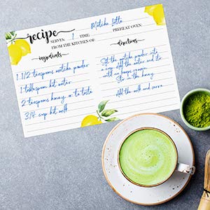 Lemon Double Sided Recipe Cards 4"x6" (100) USA Made Thick Durable Eco Index Card Stock Notecards for Family Recipes, Baking, Meal Prep, Wedding, Bridal Shower Gift