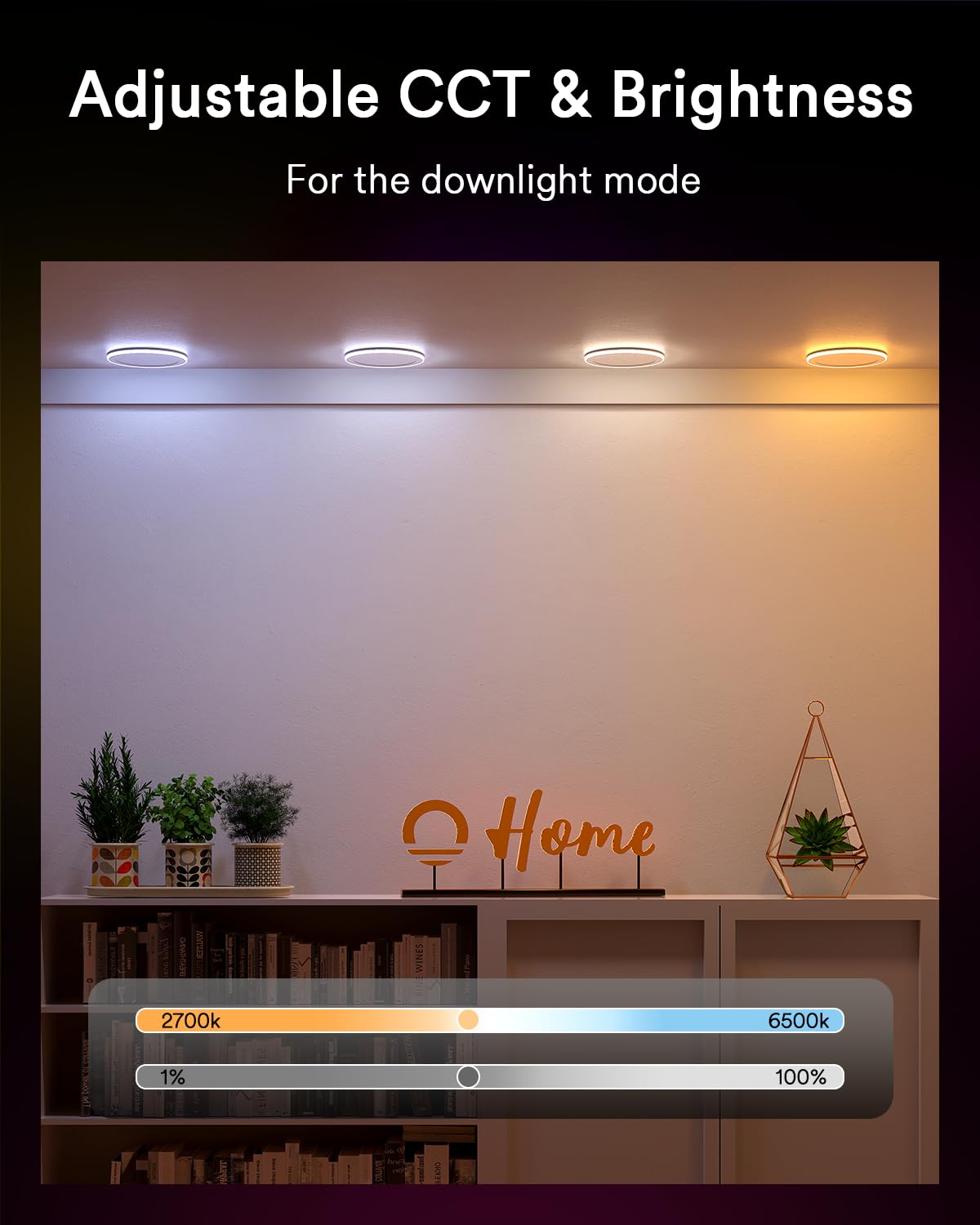 Lumary RGBAI Smart Recessed Lighting 4 Inch with Gradient Accent Light and Night Light 9W 780lm Wi-Fi Recessed Lights Ultra-Thin Can-Killer Downlight Work with Alexa/Google Assistant/Siri, 4PCS