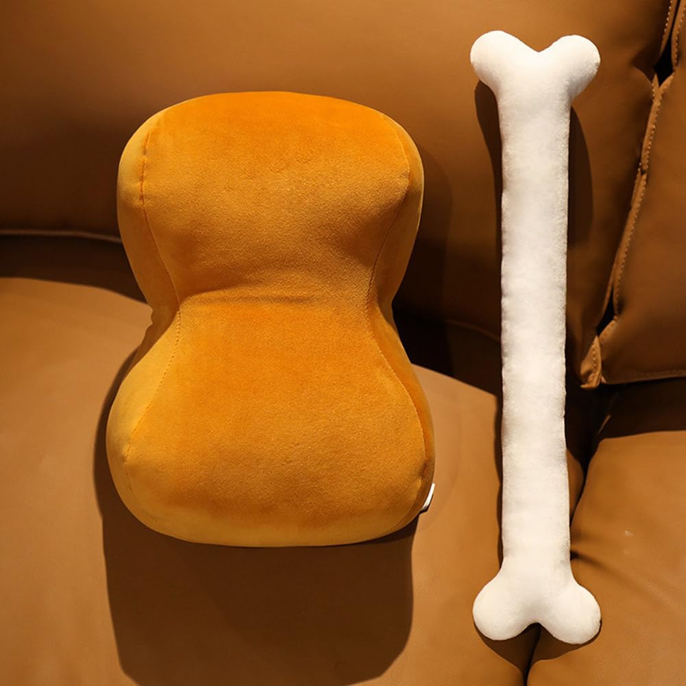 ONEPIECE LUFFYs Favorite 3D Super Soft Roast Meat Bone Plush Pillow with Brooch pin, Bedding Cozy Plush Decorative Pillow, Funny Meat Bone Stuffed Soft Throw Pillow