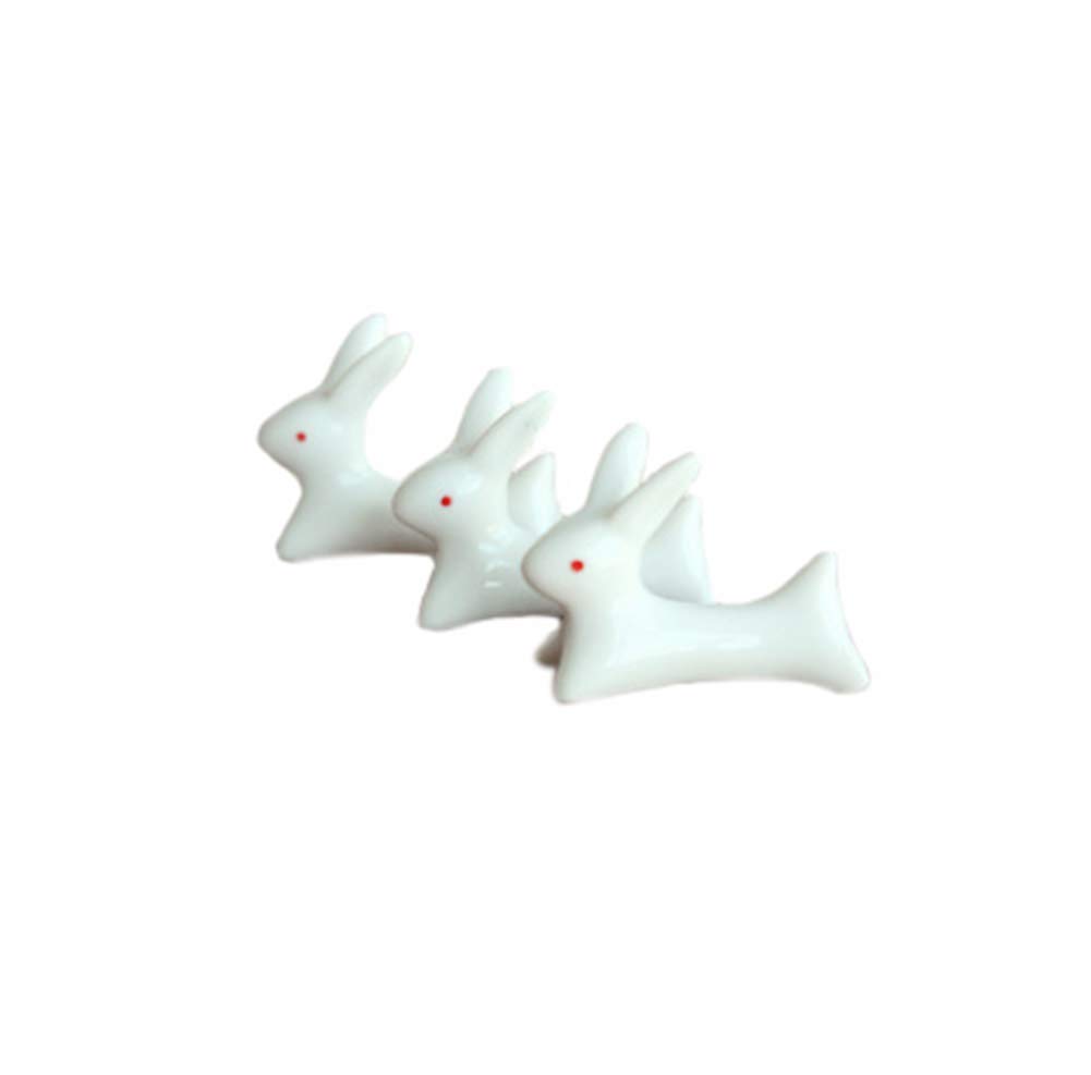Kungfu Alien Cute Rabbit Chopstick Holder Rest Ceramics Decorative Dinner Spoon Fork Knife Stand, 5 Pcs