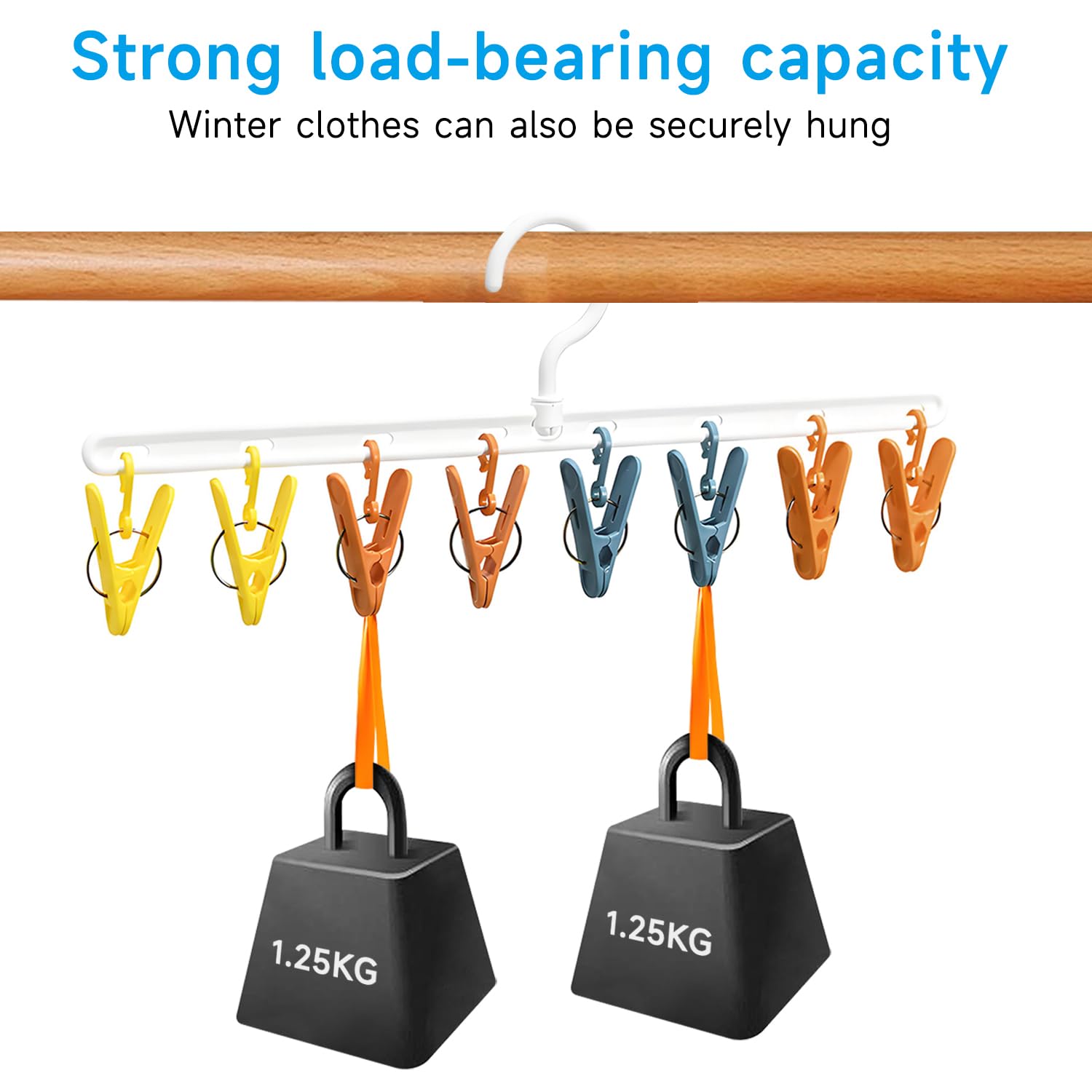 QUMOX Drying Clip Clothes Drying Hanger Clip Drip Hanger Rack 8 Clips Sock Hanger Windproof for Bras Underwear Laundry Accessories Towels Gloves Diaper (White)