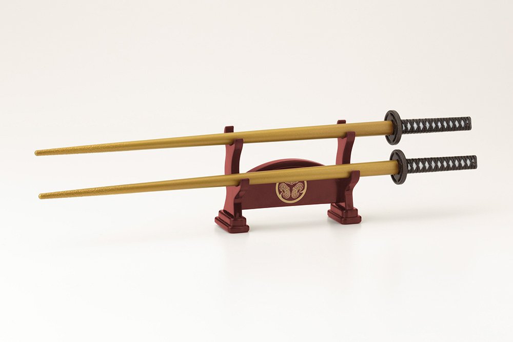 Japanese Samurai Katana Chopsticks - Three Heros (Ieyasu Tokugawa) / with a sword stool type chopstick rest