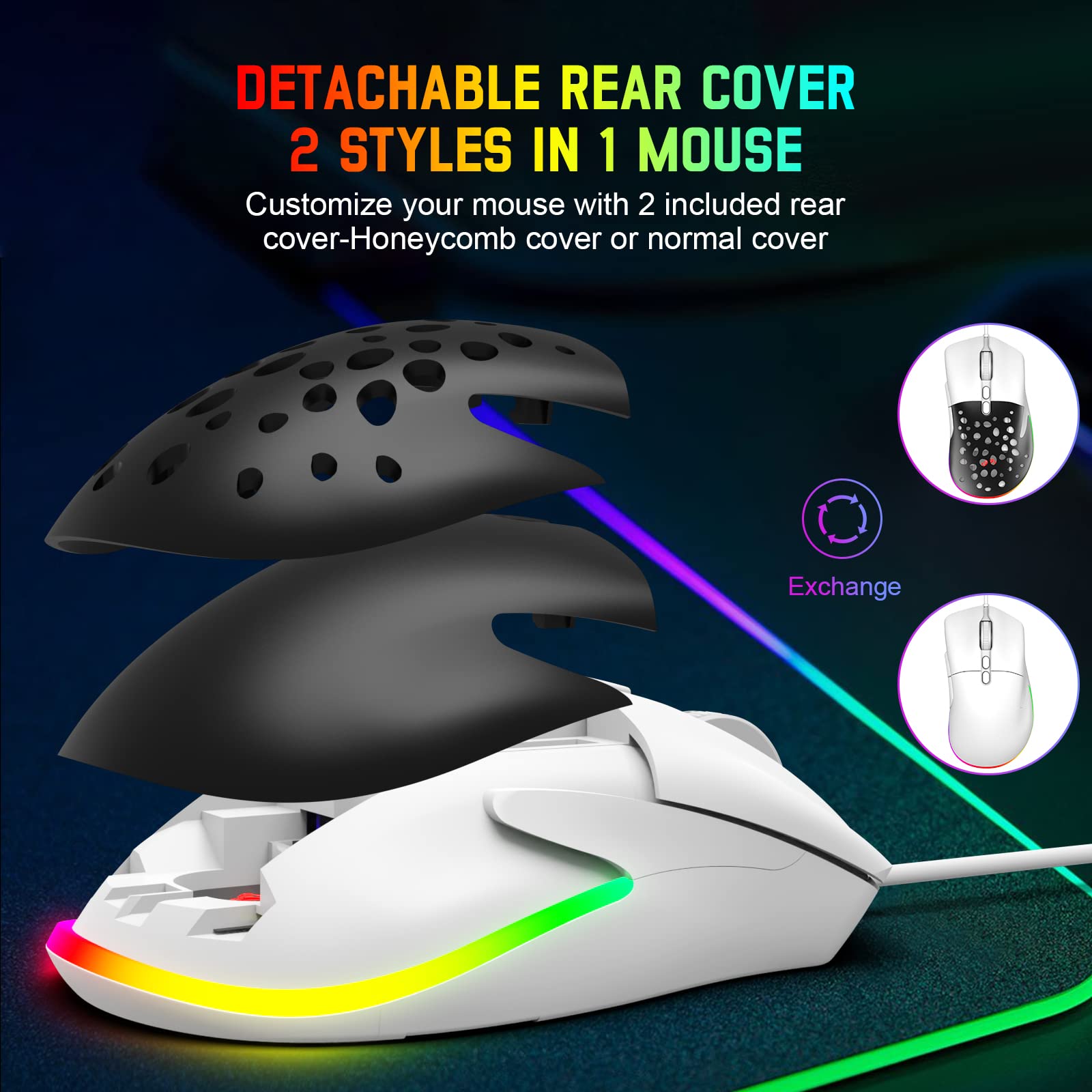 LexonElec K61 60% Percent Keyboard and Mouse Combo,RGB Backlit Gaming Keyboard Mechanical Feel,Honeycomb Ergonomic Mouse 12000 DPI,Gaming Mouse Pad for Laptop PC Gamers(Black)