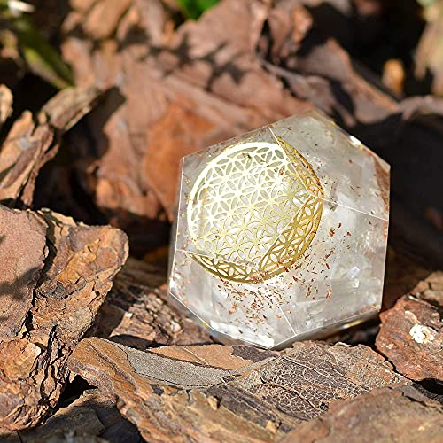 Orgonite Crystal β Aura Healing E-Energy Protection Selenite Orgone Energy generator Dodecahedron Crystal for β Healing Chakra Entity Protection Meditation Tool