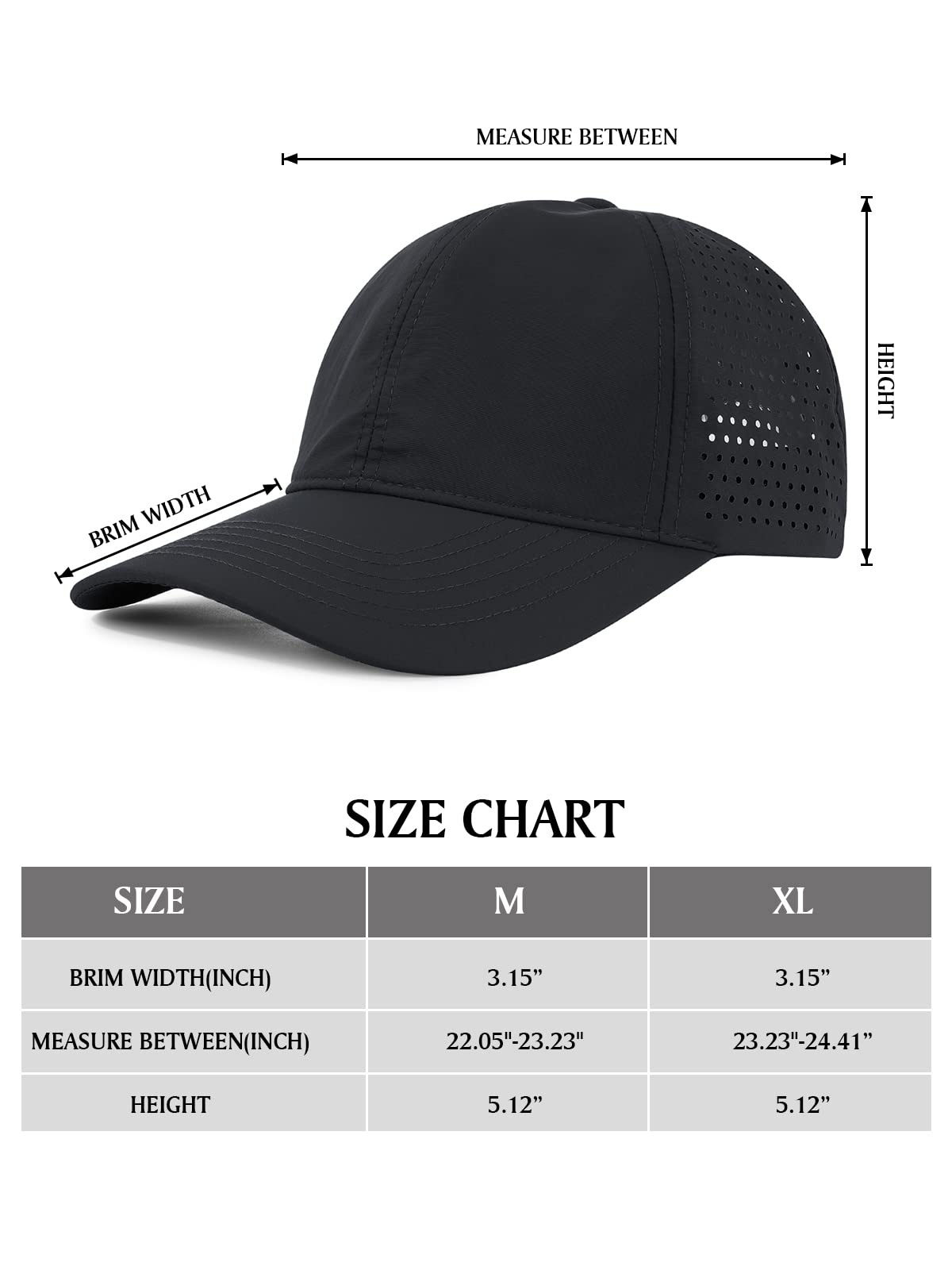 Komorebi Womens Baseball Cap High Ponytail Hat Quick Drying Mesh Trucker Hat Unisex Adjustable Running Hats Black Dad Hat Black Medium