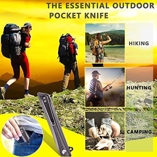Lsqurel Pocket Knife, G-10 Carbon Fiber Handle + D2 Steel PVD Titanium Coating Blade for Men EDC Folding Knife Spring Assisted Knife 8.5 INCH