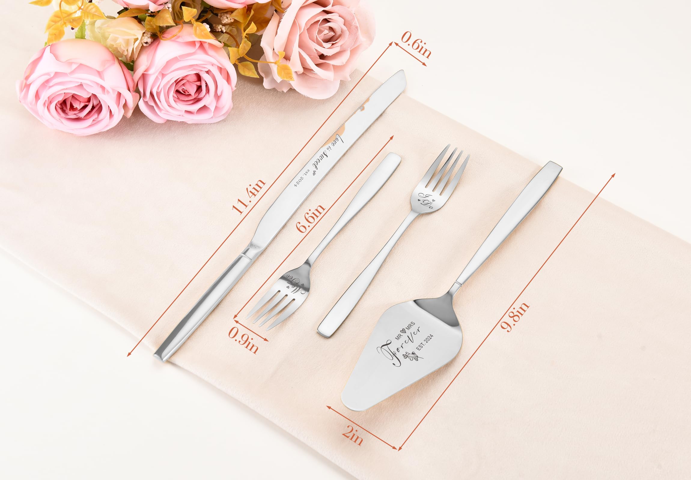 Parihy Wedding Cake Cutting Set, Sliver Wedding Cake Knife and Server Set 2024 with Forks, Mr and Mrs Cake Cutting Set for Wedding, Engagements Anniversaries (Silver)