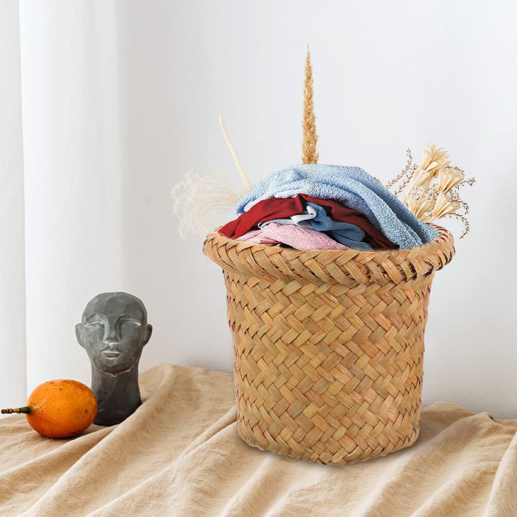 Wastebasket Trash Can Woven Trash Basket for Bathroom Woven Trash Baskets Woven Waste Basket for Home Woven Trash Can Tall Storage Baskets Laundry Baskets Wicker Waste Basket