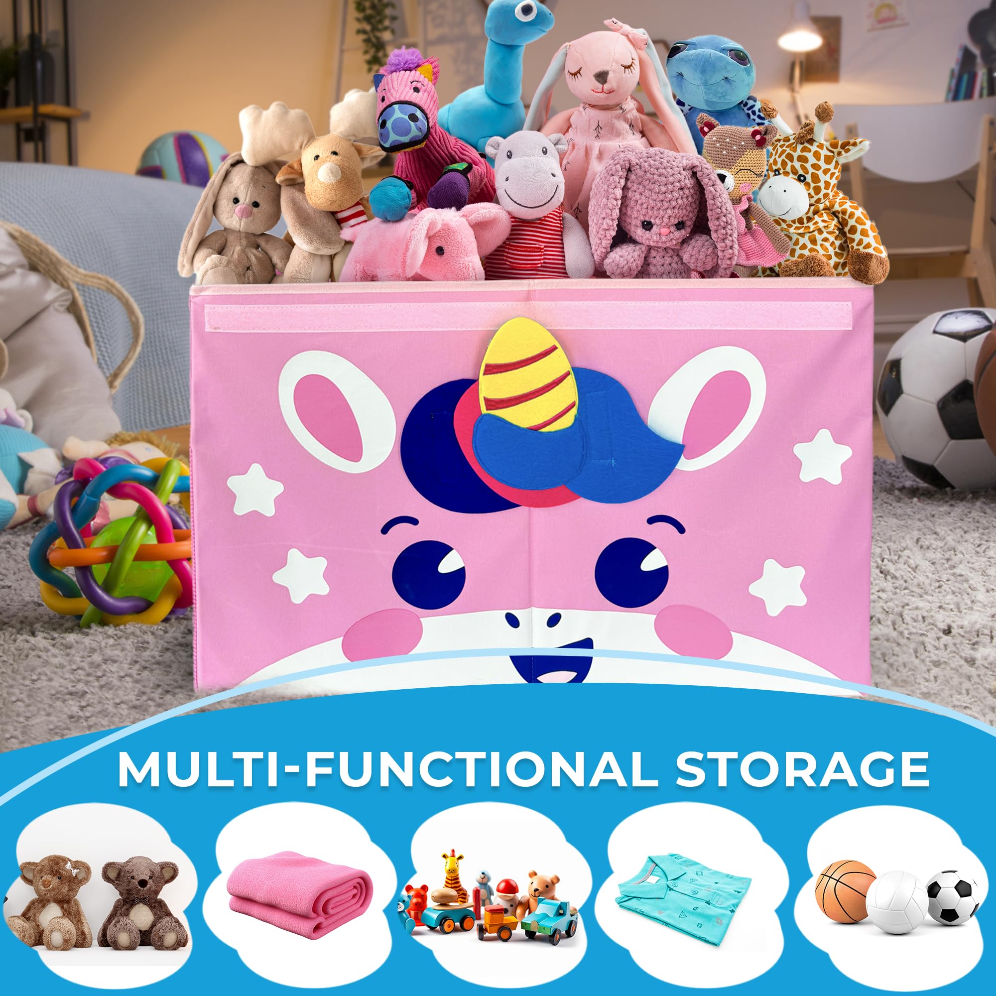 QUOKKA Toy Storage Box Unicorn, Toy Storage Box Turtle & Toy Storage Box Dino Playroom Organizers