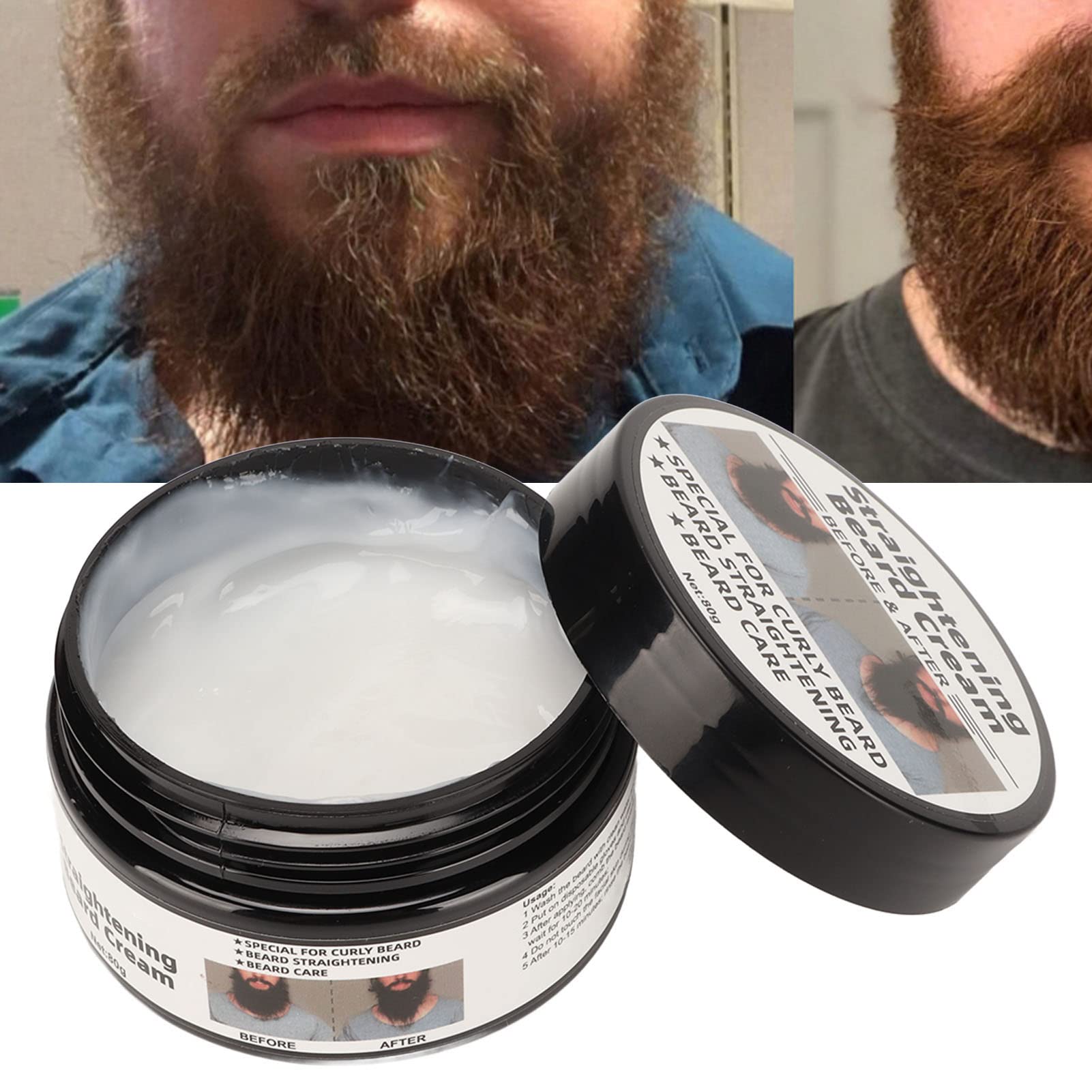 Men Beard Conditioner, Moisturizing Beard Conditioner, Reducing Frizz Moisturizing Softening Straightening Beard Cream for Men 2.8oz