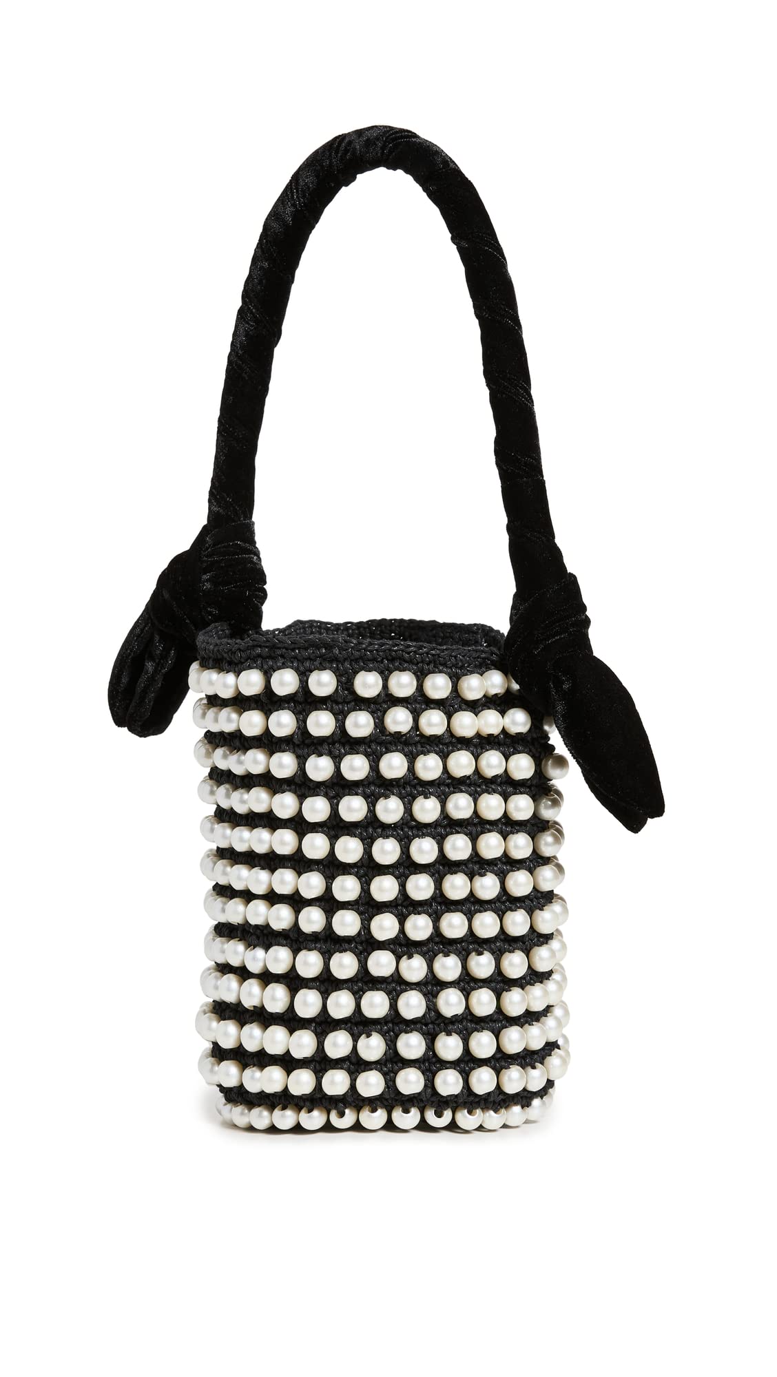 Lele Sadoughi Women's Beatrix Pearl Crochet Bag, Jet, Black, Off White, One Size