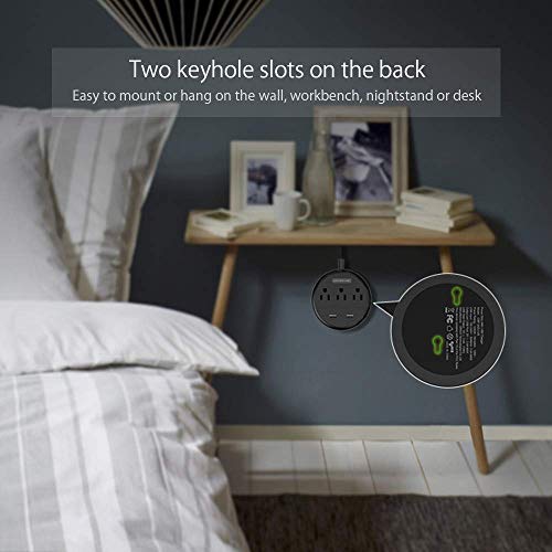 NTONPOWER Flat Plug Power Strip Bundle, 3 Outlets 2 USB Compact Power Strip with 5ft Cord and 10 ft Long Extension Cord, Right Angle Plug, Wall Mount for Office, Home, Nightstand, Dorm Essentials