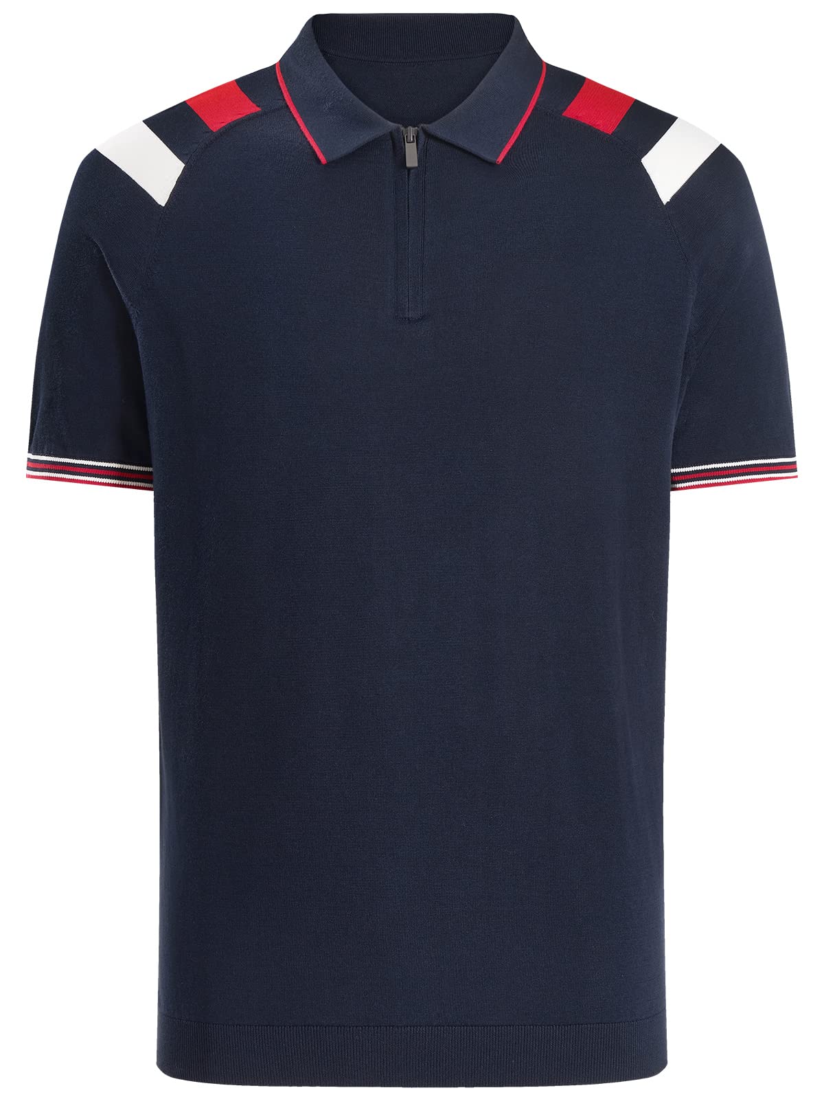 Konfuzianismus Mens's Color Blocking Polo Shirt Cotton Short Sleeve Knit Casual Collared Shirts H-Green
