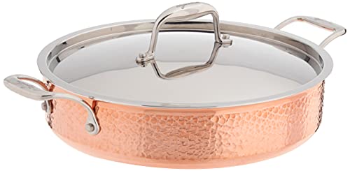 Lagostina Q5544764 Martellata Tri-ply Hammered Stainless Steel Copper Dishwasher Safe Oven Safe Stockpot / Casserolle Cookware, 5-Quart, Copper