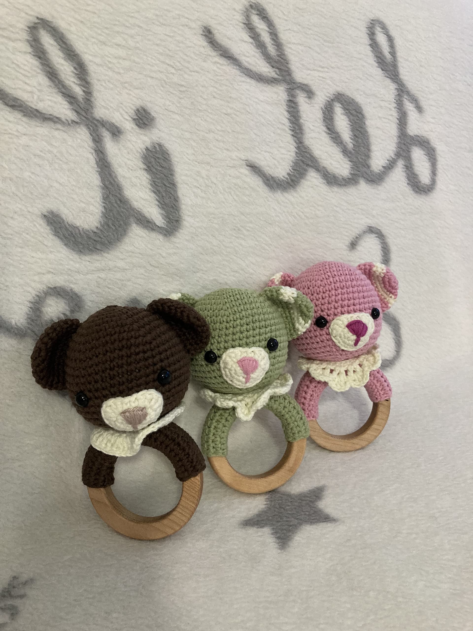 LuvYu Baby Amigurumi Pattern Crochet Teddy Bear: Turkish Handmade Rattle for Safe and Stimulating Early Learning - Handcrafted with Care