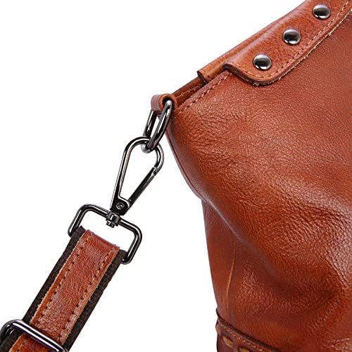 HESHE Womens Vintage Leather Shoulder Handbags Crossbody Bag Satchel Purse (Brown)