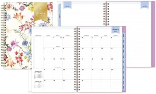 January 2024 x December 2024 Vertical Hourly Appointment Year Round Planner Notes,Weekly/Monthly 5.875"x8.625" Celebration Floral - Day Designer and BallPoint Crystal Daimond Pen