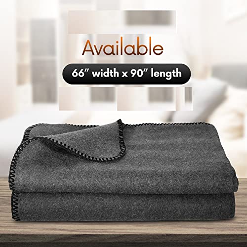 Jmr Usa Inc. Military Wool Blanket for Camping, Emergency and Everyday Use, Fire Retardant Extra Thick and Warm Outdoor Wool Blanket, 80% Wool, Grey, Size 66X90.