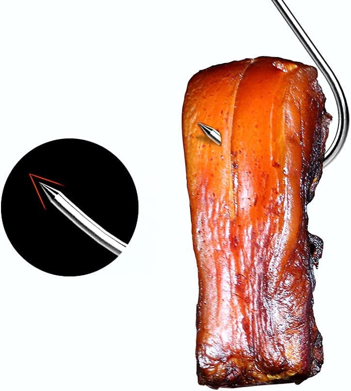 MUFEDAT Meat Hooks 20Pcs ,5.9 '' Premium Stainless Steel Butcher Hook Smoking Hooks,Meat Processing for for Hot and Cold Smoking,Chicken Hunting Smoking Ribs,Hanging,Drying,BBQ(5.9inch 20Pcs)