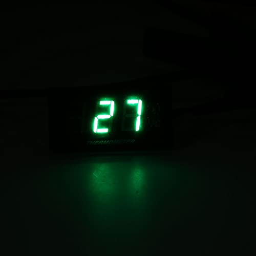 Motorcycle Water Temperature Meter, Ultru Thin LCD Water Temperature Gauge 0℃ to 120℃ Digital Display with 18mm Sensor Adapter for Modification (Green Backlight)