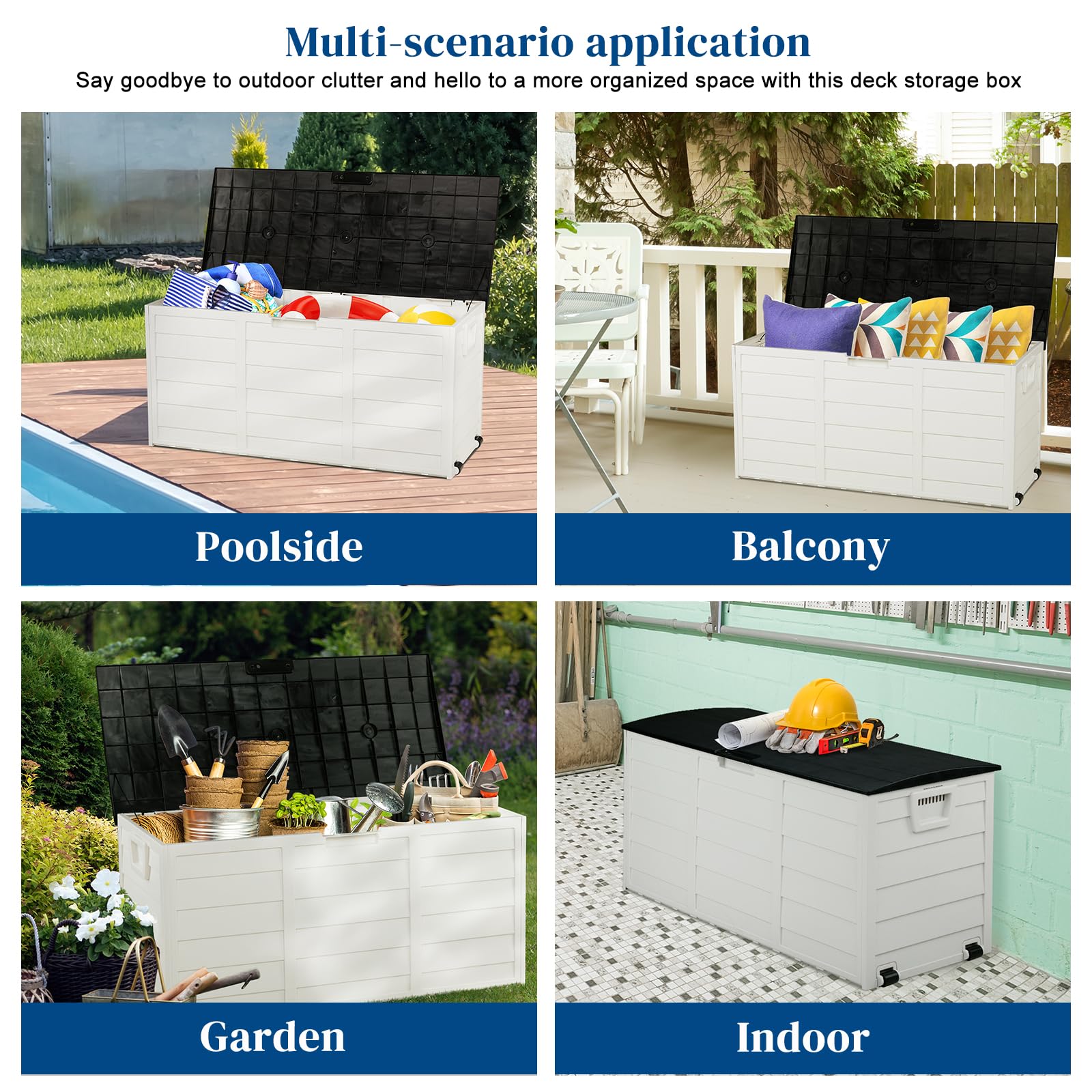 Outside Storage Box 75 Gallon Deck Boxes Outdoor waterproof Storage Container For Patio Cushions,Patio Furniture, Garden Tools