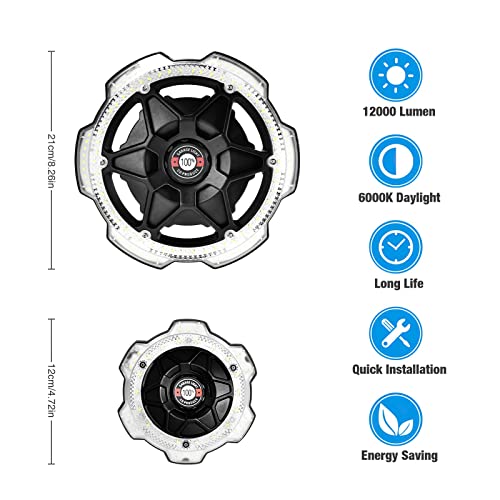 MAVARO Deformable Garage Ceiling Lights Led, Led Lighting Garage Led High Bay Light for Gym Factory Warehouse 7 Pack