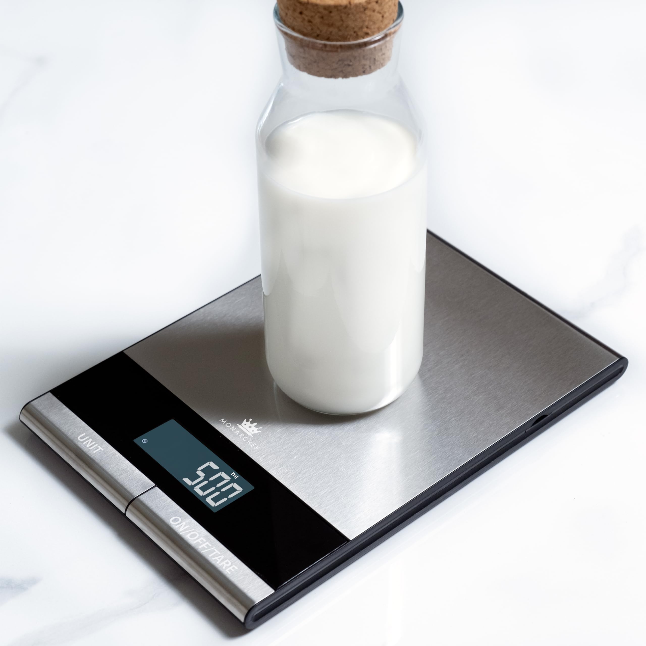 Monarchef Digital Food Scale for Kitchen, Baking, Cooking, and Meal Prep, 10 Unit Measurements, 22 lb Weight Capacity, Stainless Steel Top, Dual Power Option, 15 Features
