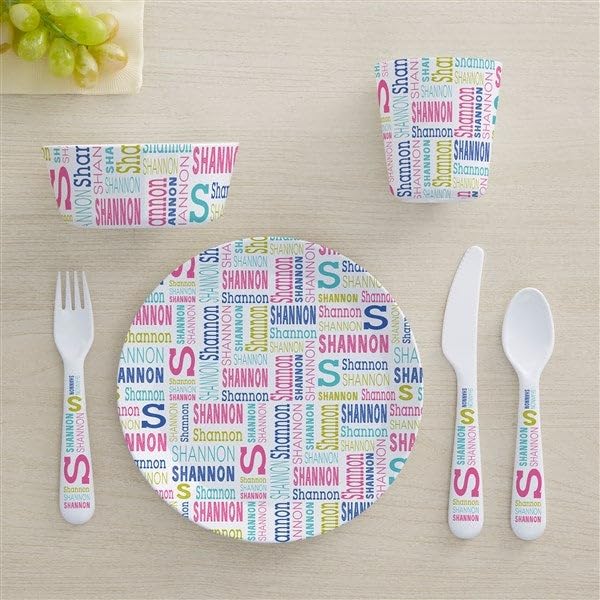 Personalization Universe Repeating Name Personalized Kids 3pc Utensil Set