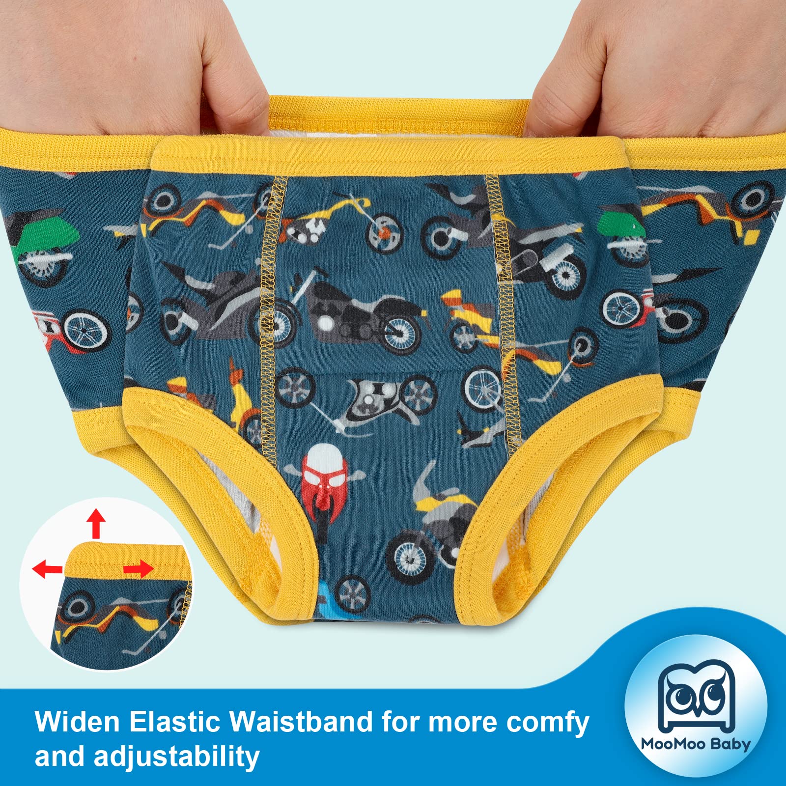 MooMoo Baby 6 Packs Potty Training Underwear Absorbent Vehicle Training Pants for Toddler Boys Pee Pants 2T-7T
