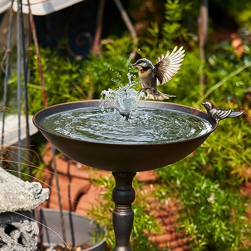SMQLJXC 11.2" W*25.8" H Cast Iron Bird Baths for Outdoors, Vintage Metal Bird Bath Bowl, Garden Lawn Yard Decorations