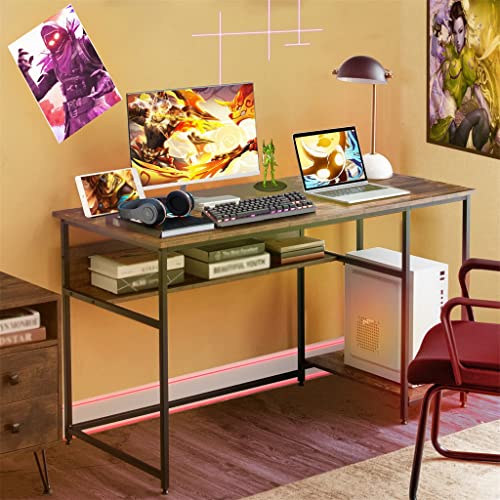 MJWDP 55 Inch Computer Desk Home Office Computer Workstation with Power Outlet and USB Port