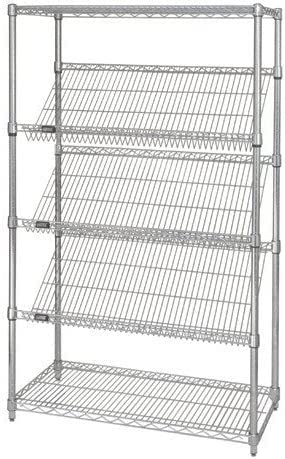 Omega 18" Deep x 36" Wide x 54" High 5 Tier Black Slanted Wire Shelf Starter Shelving Unit