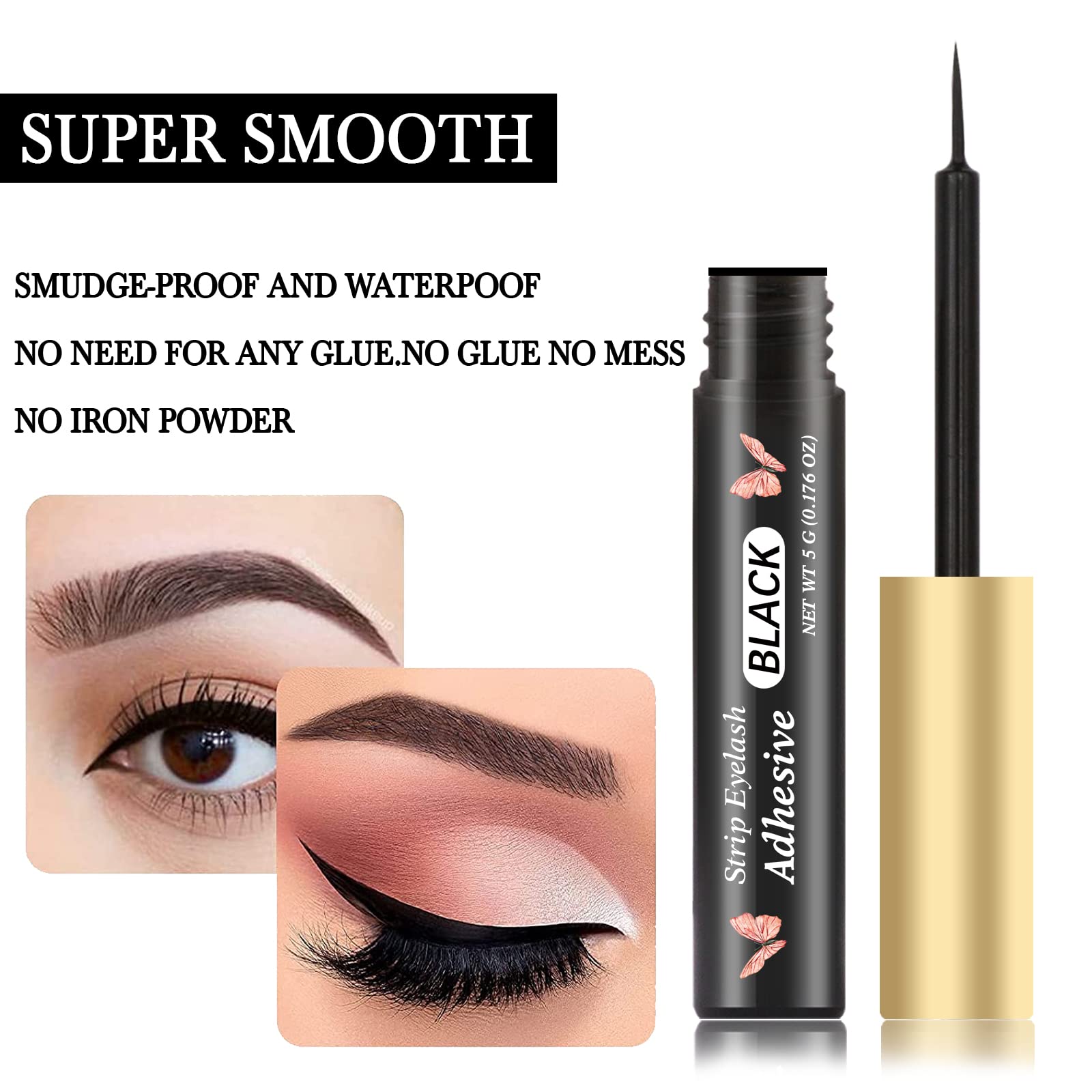 HSKIE 3 Tubes Magnetic Eyeliner for Magnetic Eyelashes Magnetic Eyelashes Glue Gold Pack03