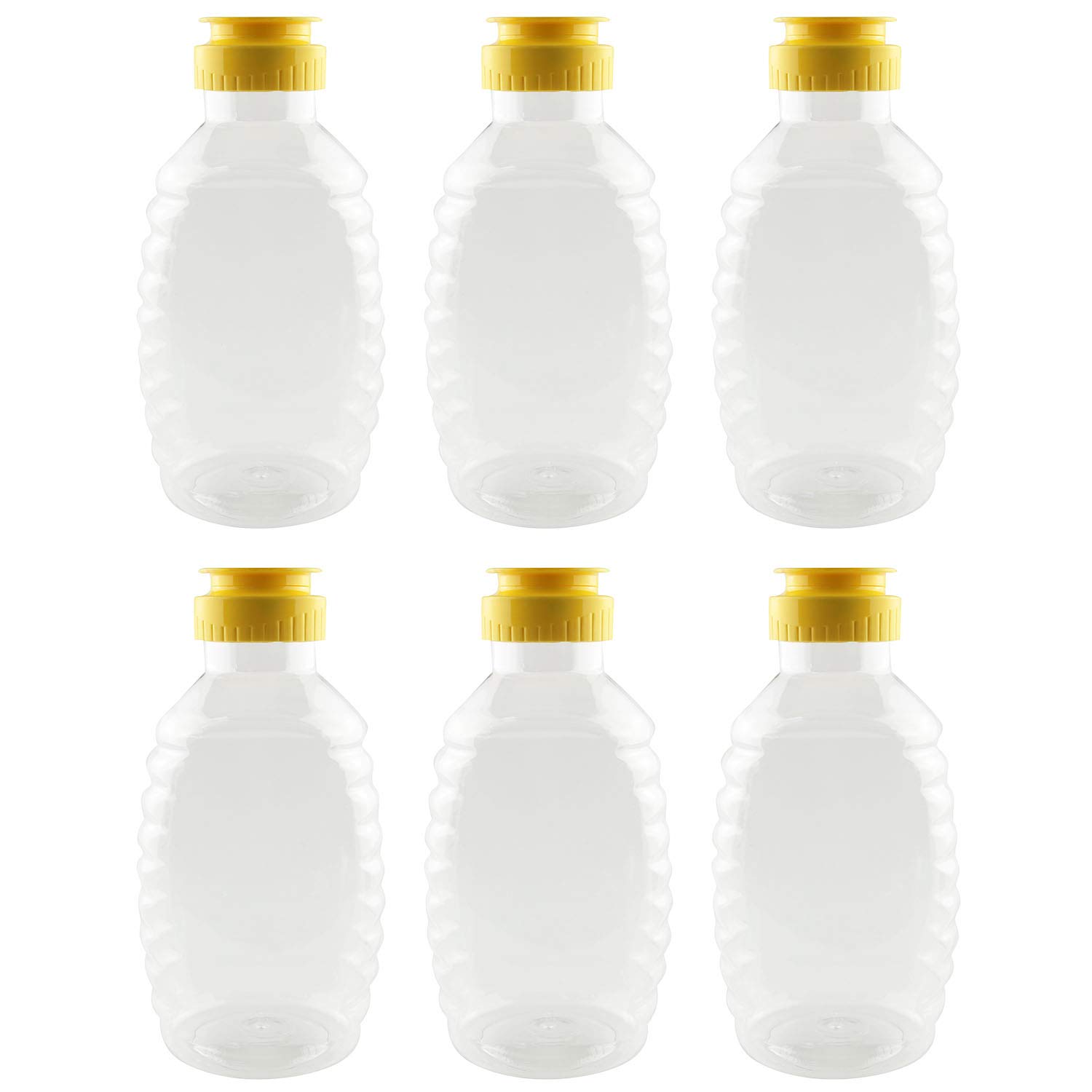 JCBIZ 6pcs Clear Squeeze Honey Bottle Honey Container Dispenser 154x78mm Portable Food Packaging PET Sealed Can for Liquid Products