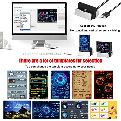Lyzeous 1 Set Secondary Screen Computer Monitor for Mini ITX Case 3.5 Inch IPS CPU GPU RAM HDD Monitoring USB Display AIDA64 White