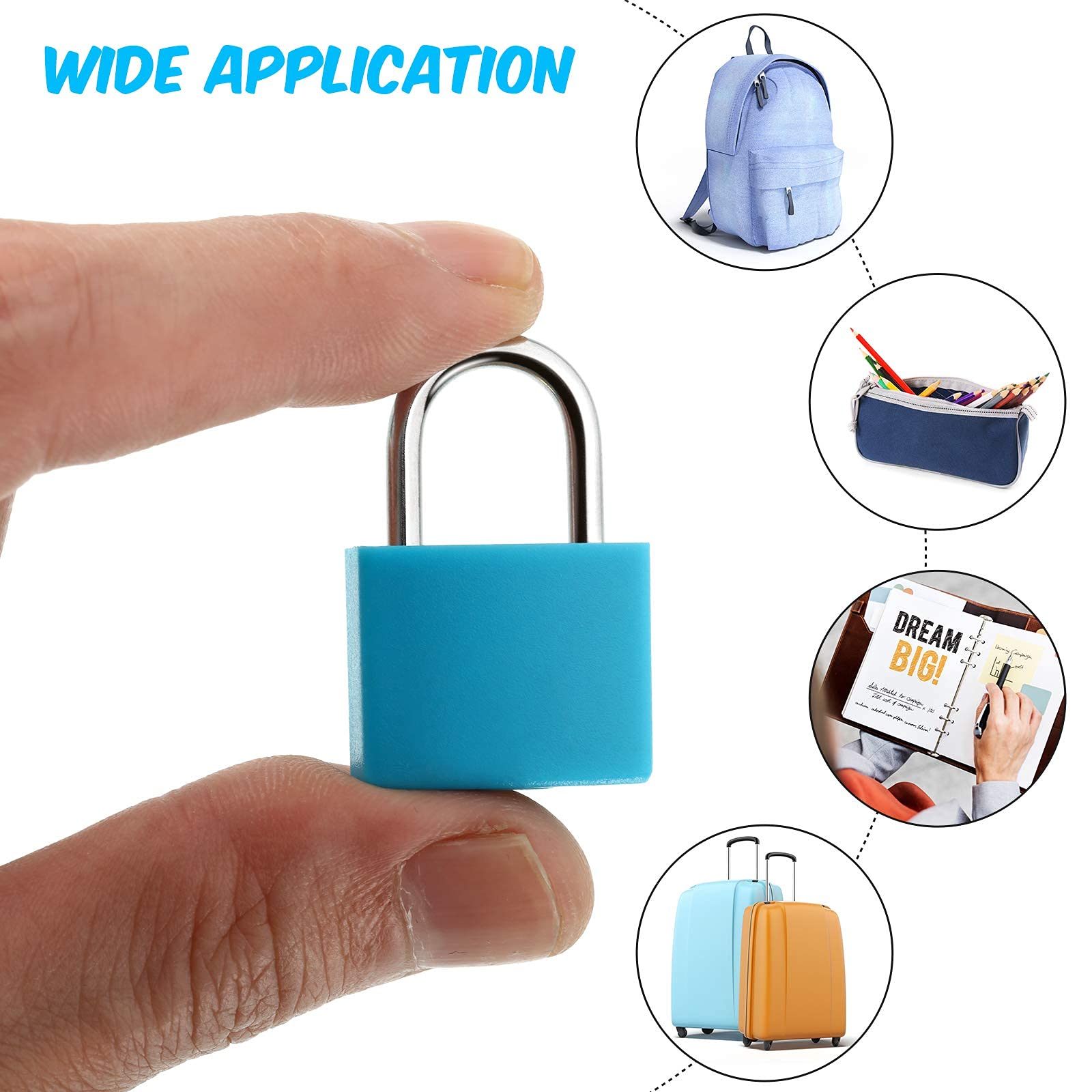 Luggage Locks with Keys Suitcase Locks Mini Metal Keyed Padlocks for Backpack Boxes Laptop Bag School Gym Locker 23mm (Dark Blue, Red, Green, Yellow,4 Pieces)