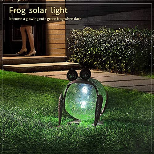 MUMTOP Solar Lantern Outdoor Waterproof LED Solar Lights Frog Decorative Tabletop Lanterns for Patio Garden Table Decor