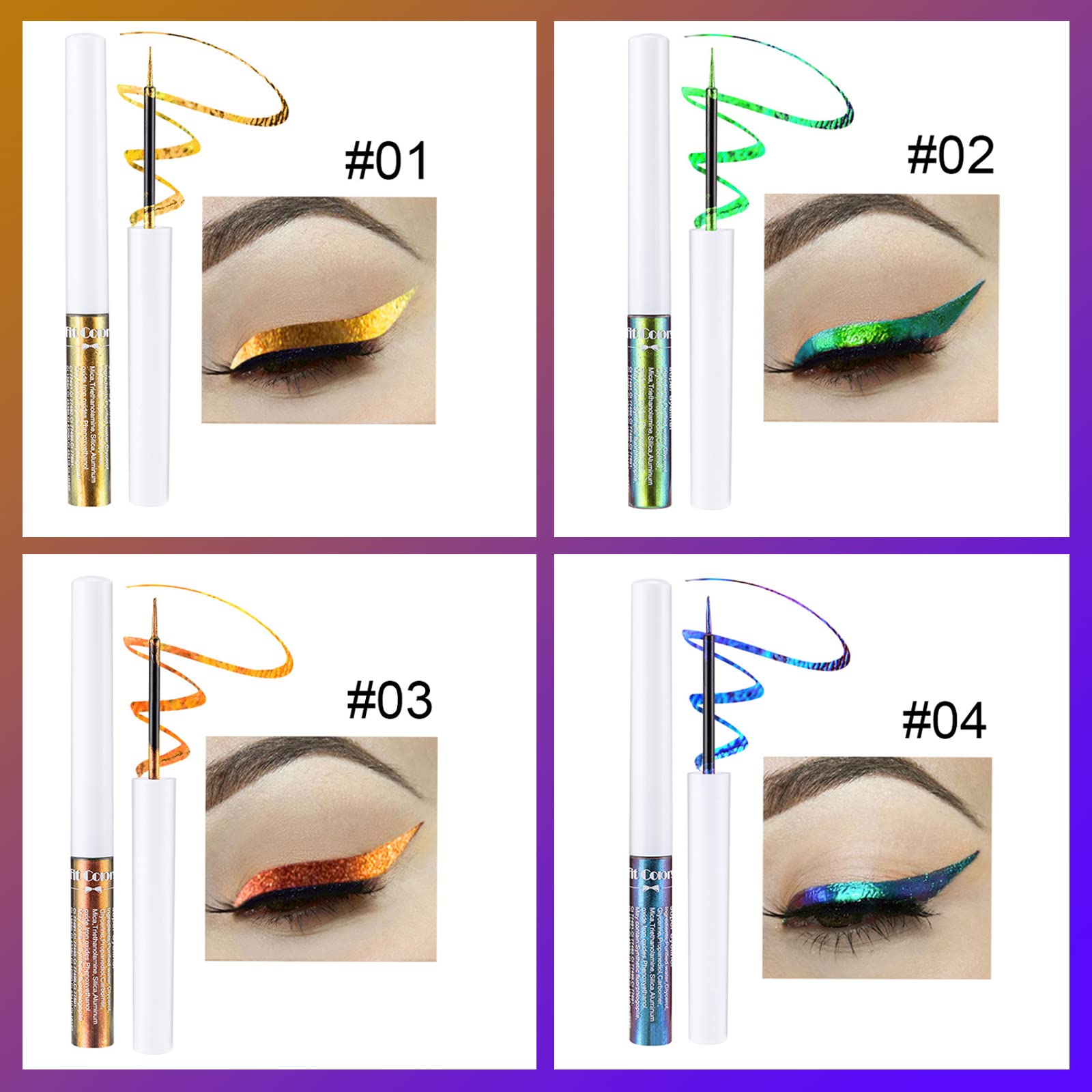 Mrettick 6 Colors Chameleon Liquid Eyeshadow Metallic Glitter Shimmer Eye Shadow Set Long Lasting Waterproof Multichrome Eyeshadows Makeup Set