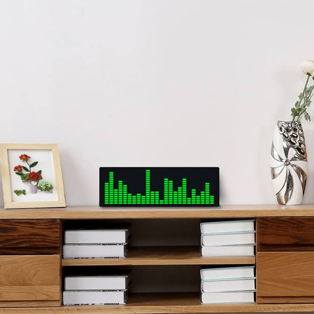 Led Music Spectrum Display,Voice-Activated Pickup Music Rhythm Lights,1624RGB Pickup With 12 Display Modes, 7 Color Modes, Creative Colorful LED Ambient Light black Spectrum voice + wire control