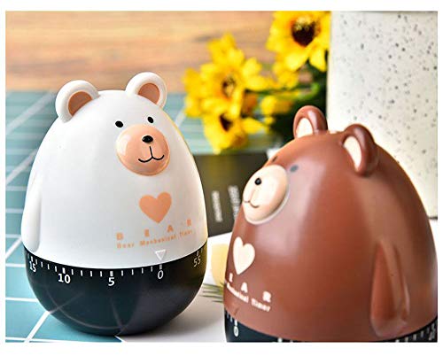 Lovely Cartoon Bear Mechanical Timers 60 Minutes Machinery Kitchen Gadget Cooking Timer Clock Loud Alarm Counters Manual Timer (Brown)