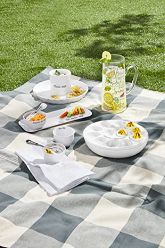 Mud Pie Outdoor Tray and Dip Set, Tray 5" X 13" | Cup 2" X 4" Dia | Spreader 6"