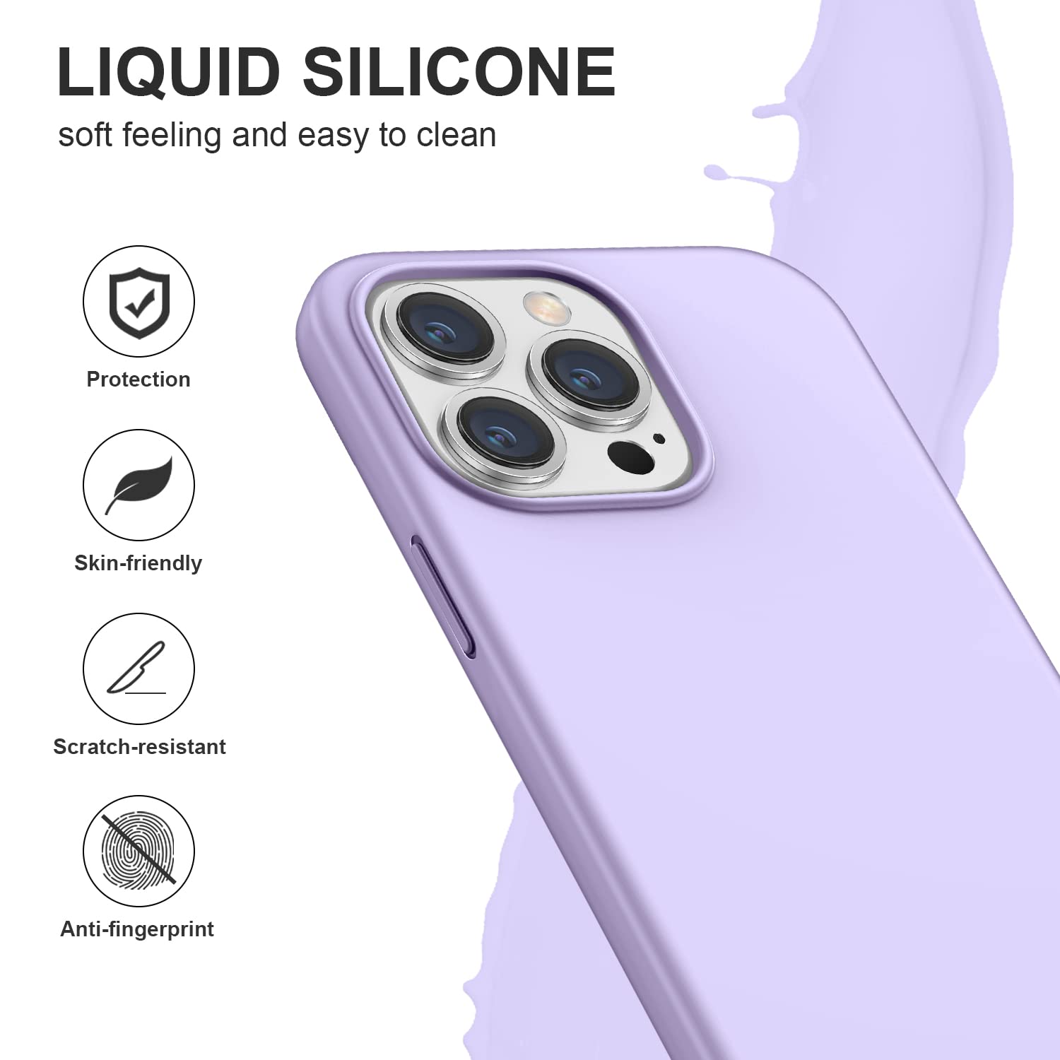 HeyAlpha Slicone case for iPhone 13 Pro Max, Soft Liquid Silicone Gel Rubber Full Body Protection [Soft Anti-Scratch Microfiber], 6.7 inch (Clove Purple, iPhone 13 Pro Max (6.7 inch))