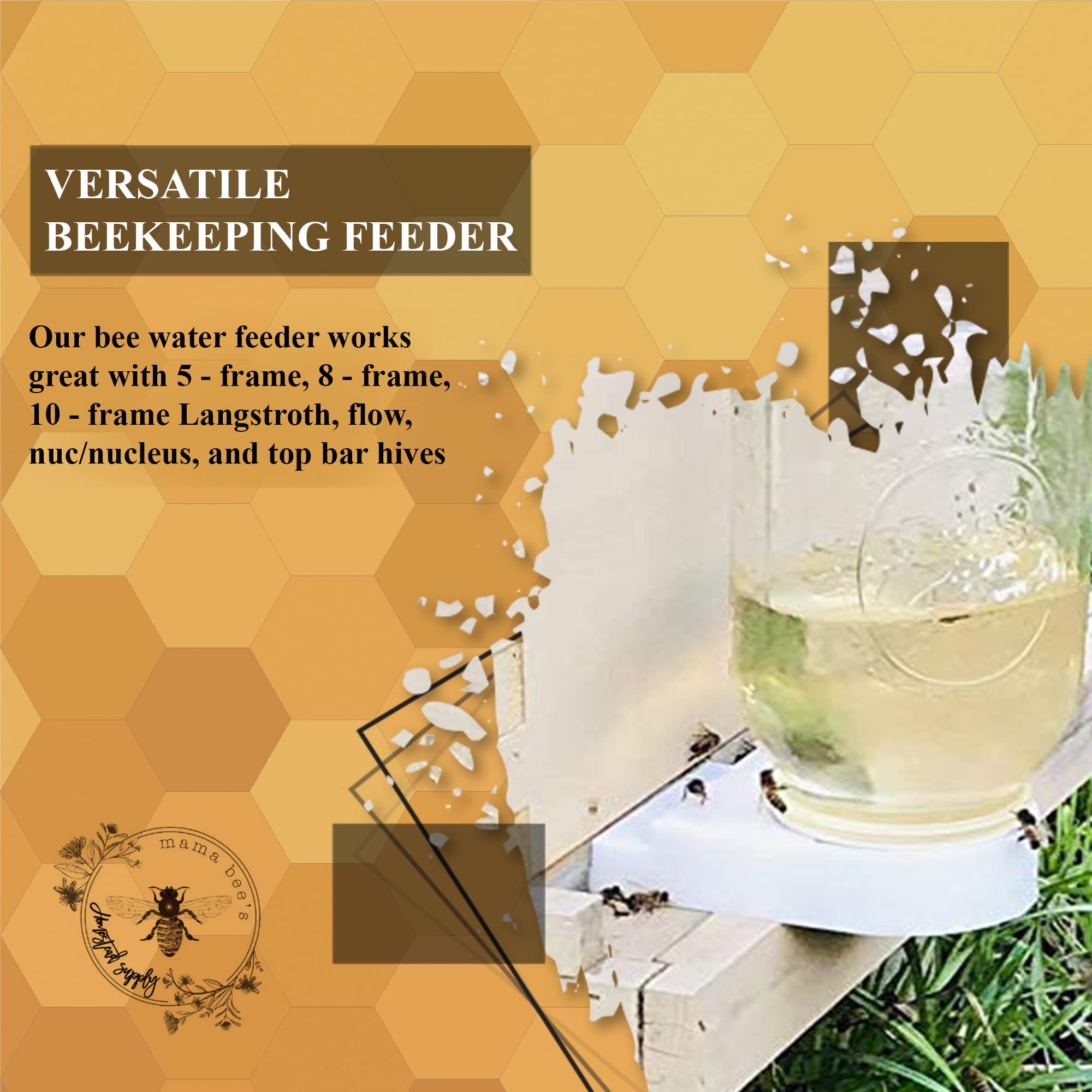 Mama Bee's Homestead Supply 4 Pack Bee Feeders Easy-to-Install Beekeeping Beehive Equipment Perforated Lid Fits Mason and Plastic Jars Water and Sugar Syrup Entry Feeder or Top Dispenser Beekeeping